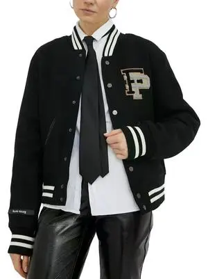Filling Pieces Varsity-style Bomber Jacket - Black