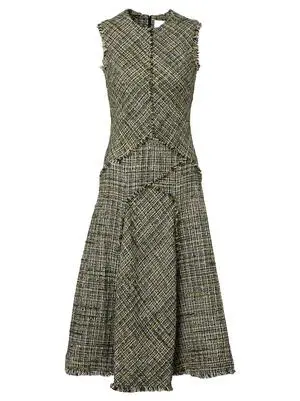 ERDEM Draped Tweed Midi Dress