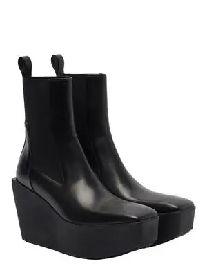 Rick Owens Beatle Leather Platform Ankle Boots - Black