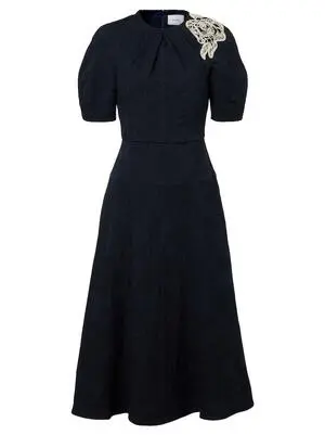 Erdem Floral Cotton-blend Jacquard Midi Dress - Blue