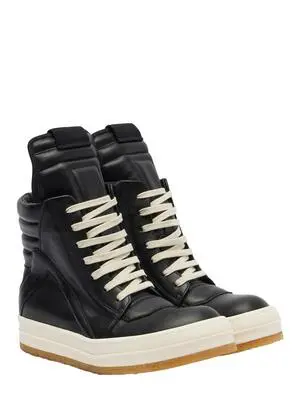 Rick Owens Geobasket Leather Sneakers - Black