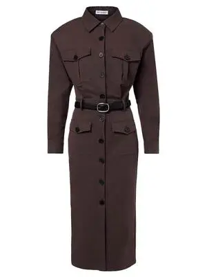 SELF-PORTRAIT Belted Midi Dress - Brown