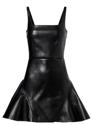 Givenchy Ruffled Leather Minidress - Black
