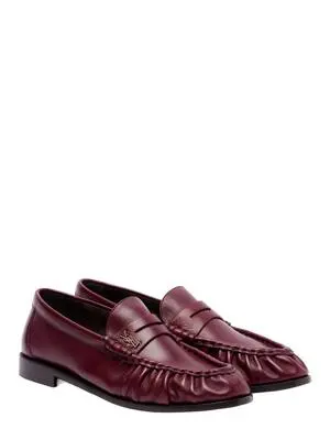 Saint Laurent Le Loafer Cassandre Leather Penny Loafers - Burgundy