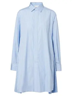 Sacai Striped Cotton Poplin Shirt Dress - Blue