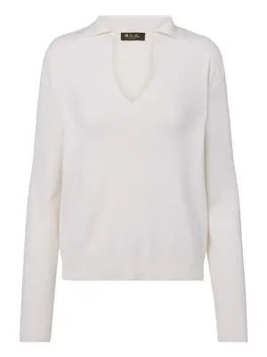 Loro Piana Silk And Cotton Polo Sweater - White