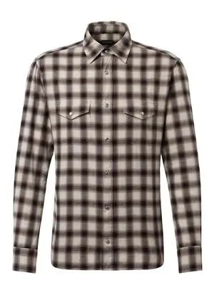 TOM FORD Checked Cotton-blend Shirt - Brown
