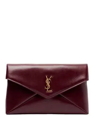 Saint Laurent Cassandre Leather Pouch - Burgundy