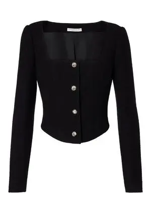 Alessandra Rich Wool-blend Bouclé Jacket - Black
