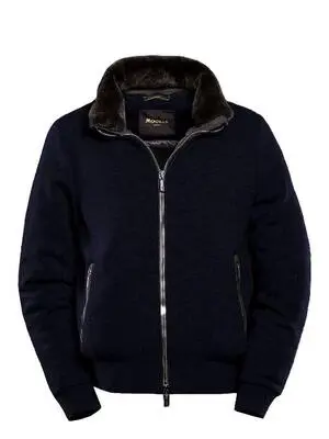 MOORER Hybrid Goose Down Padded Bomber Jacket - Blue
