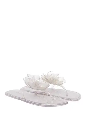 Farm Rio Floral-appliqué Thong Sandals - Transparent