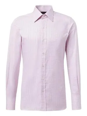 TOM FORD Checked Cotton Poplin Shirt - Pink