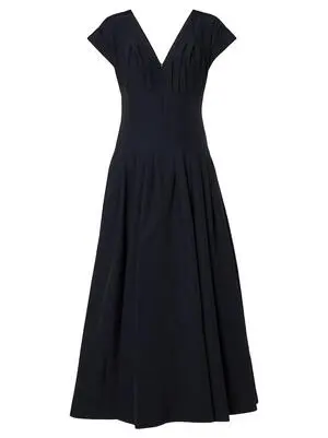 Simkhai Nina Pleated Cotton-blend Midi Dress - Blue