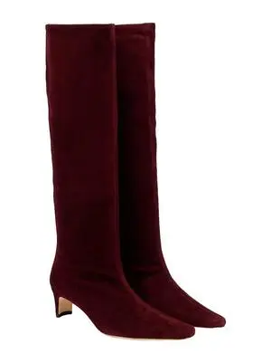 Staud Wally 55 Suede Knee-high Boots - Burgundy