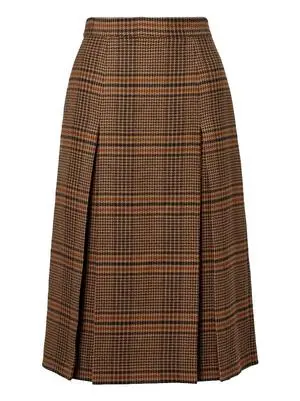Saint Laurent Prince Of Wales Check Wool Midi Skirt - Multicoloured