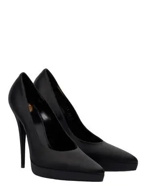 Saint Laurent Lisa 110 Satin Platform Pumps - Black