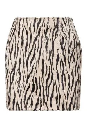 Remain Birger Christensen Zebra-print Cotton-blend Miniskirt - Black
