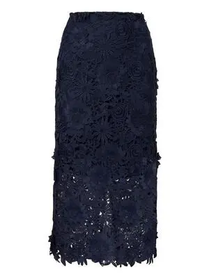 Remain Birger Christensen Guipure Lace Midi Skirt - Blue