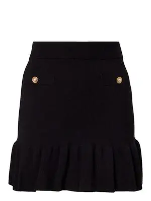Alessandra Rich Cotton And Cashmere Miniskirt - Black