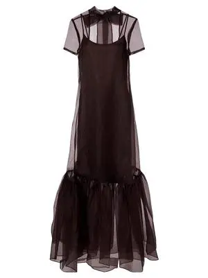 Staud Calluna Organza Maxi Dress - Brown