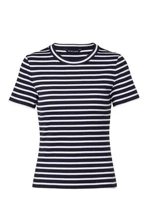 Veronica Beard Pruitt Striped Cotton-Blend T-Shirt Black