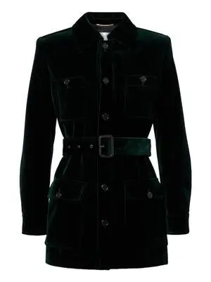 Saint Laurent Saharienne Cotton Velvet Jacket - Green