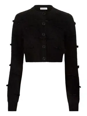 Nina Ricci Bow Embellished Mohair Cardigan - Black