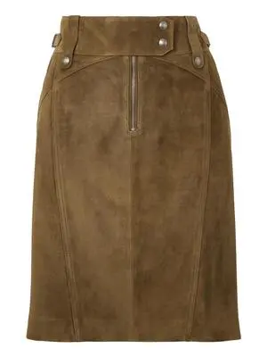 TOM FORD Belted Suede Knee-length Skirt - Brown