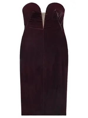 TOM FORD Velvet Strapless Midi Dress - Burgundy