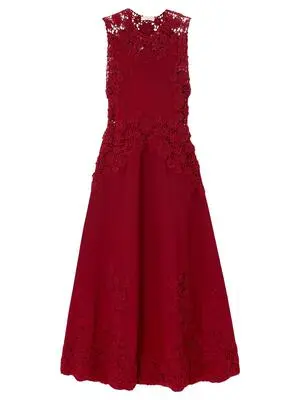 Ulla Johnson Genoveva Crocheted Lace-trimmed Midi Dress - Burgundy