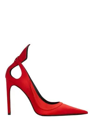 Nina Ricci 105mm Satin Cut-out Pumps - Red