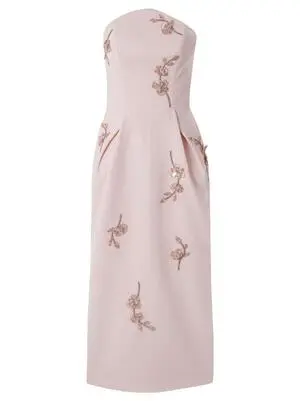 Sabina Bilenko Lisa Pleated Embellished Cady Midi Dress - Pink
