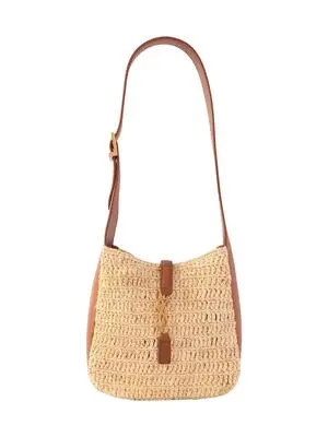 Saint Laurent SAINT LAURENT Le 5 À 7 Mini Raffia Shoulder Bag Beige