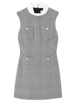 SELF-PORTRAIT Prince Of Wales Checked Tweed Mini Dress - Black