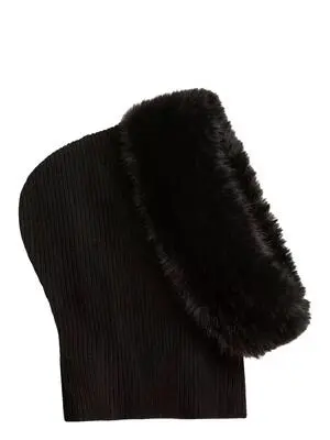Nina Ricci Faux-fur Trim Wool Balaclava - Black