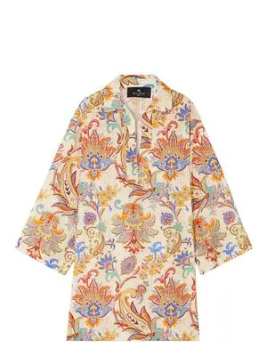 Etro Paisley-print Cotton And Silk-blend Tunic - Cream