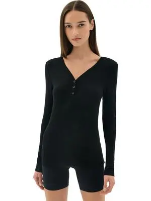 Splits59 Louise Ribbed Henley - Black