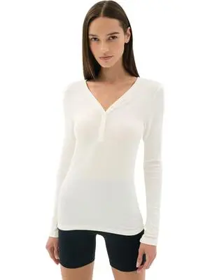 Splits59 Louise Ribbed Henley - White