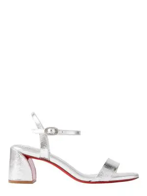CHRISTIAN LOUBOUTIN Miss Jane 55 Metallic Textured-leather Sandals - Silver