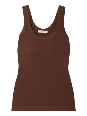 LEMAIRE Ribbed Cotton Tank Top - Brown