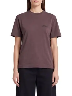 Jacquemus JACQUEMUS Short Sleeve Stretch-Cotton Crewneck T-Shirt Brown