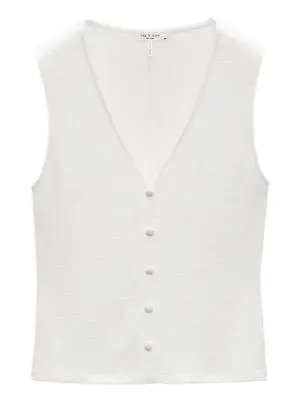 Rag & Bone The Knit Button-up Tank Top - Chalk