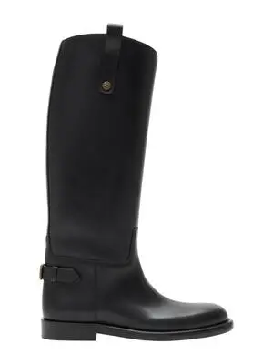 Burberry Leather Cavalier Boots - Black