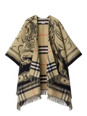 Burberry Equestrian Knight Wool Cape - Sand
