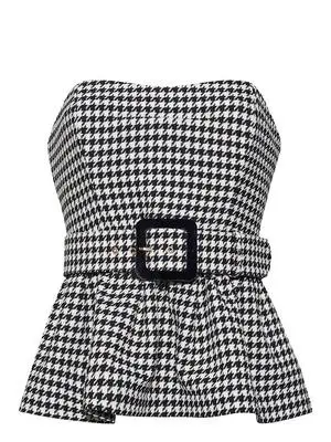 Cara Cara Tilda Peplum Top - Houndstooth Black White