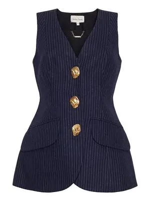 Cara Cara Pinstriped Vest - Navy Chalk Stripe