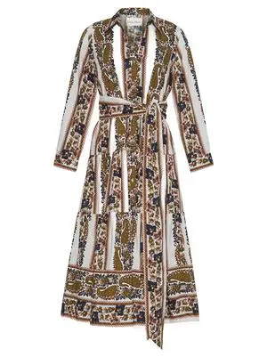 Cara Cara Lolita Printed Midi Shirtdress - Paisley Trail Ivory