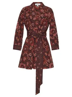 Cara Cara Leona Mini Shirtdress - Batik Vine Wine