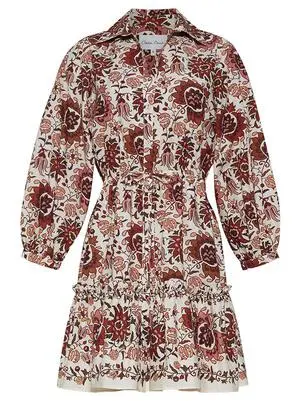 Cara Cara Robin Printed Mini Dress - Batik Vine Ivory