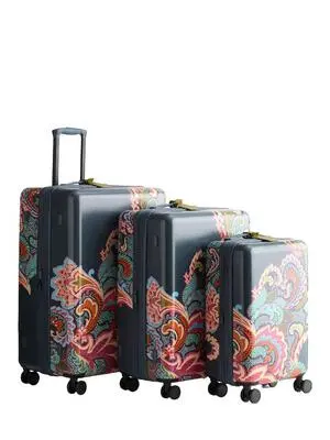 VERA BRADLEY Nested 3-piece Luggage Set - Gray/pink